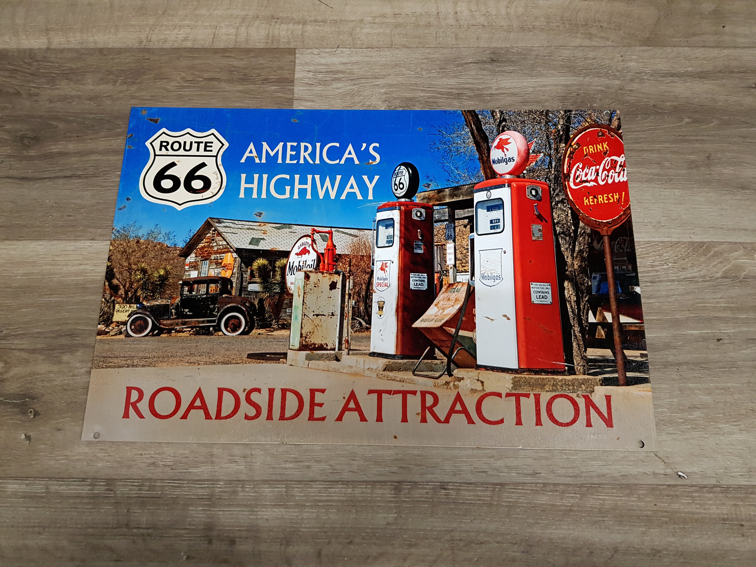 Route 66 American Highway Roadside Attraction Metal Sign With Pre ...