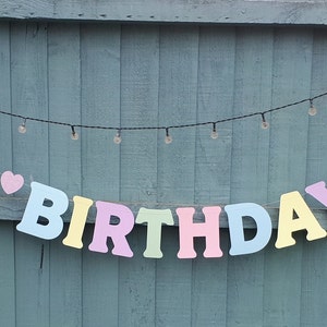 Personalised Birthday Banner Pastel Rainbow | Etsy