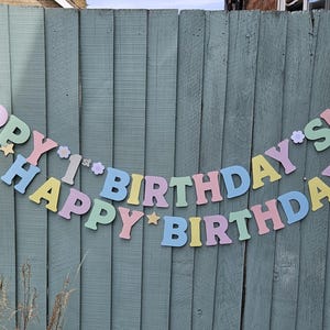 Pastel Personalised Birthday Banner Sewn Card Any Age - Etsy