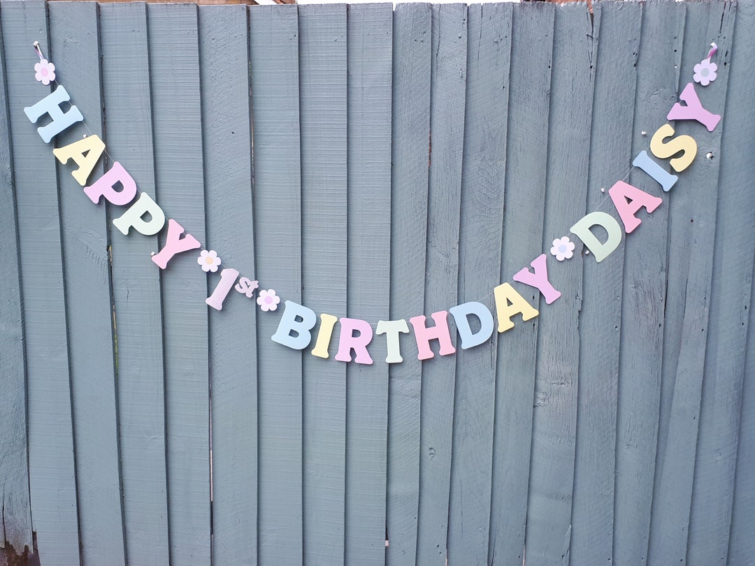 Pastel Personalised Birthday Banner Sewn Card Any Age - Etsy