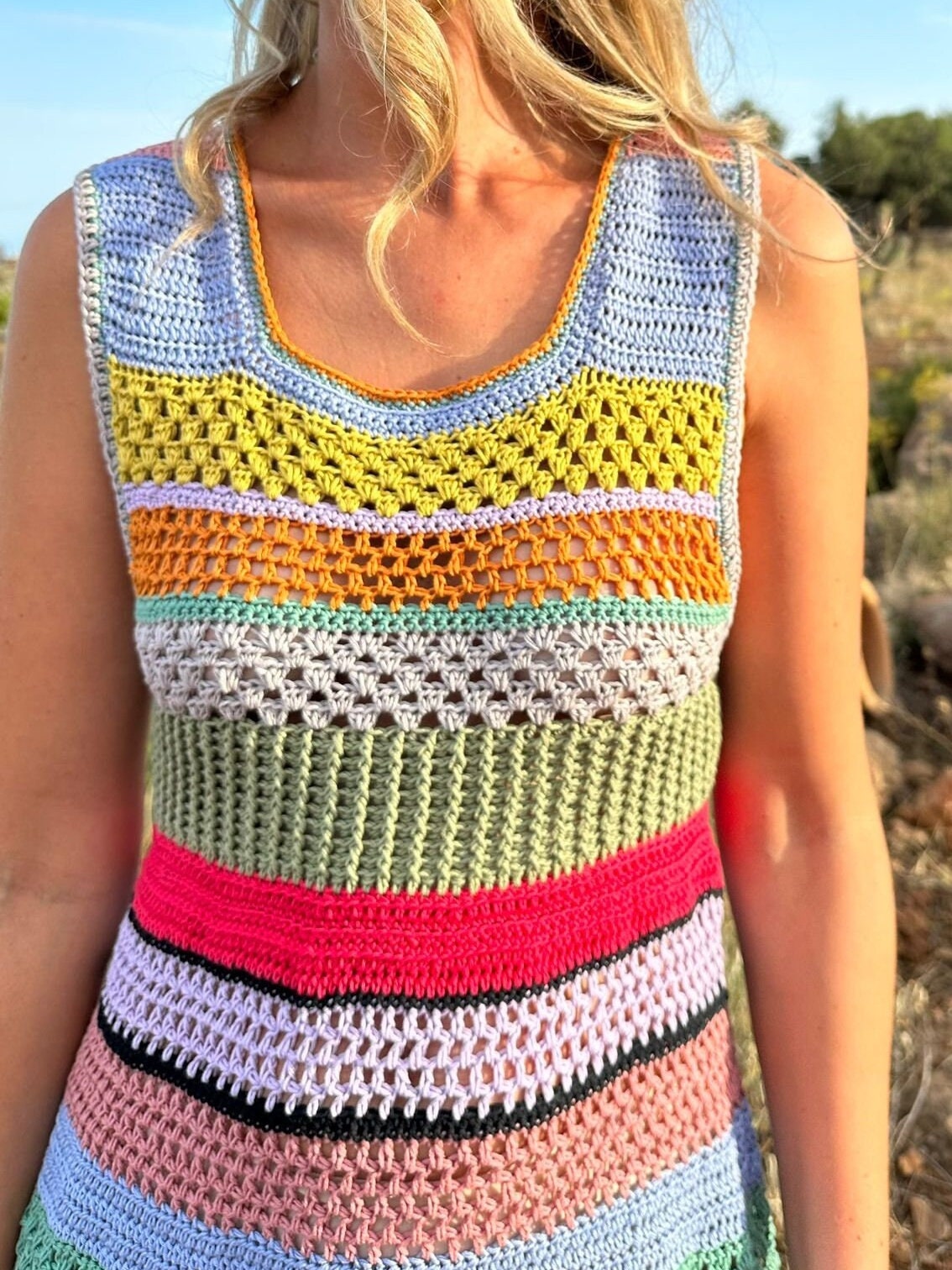 Short Crochet Dress, Colorful Summer Dress, Short Boho Dress, Bohemian ...