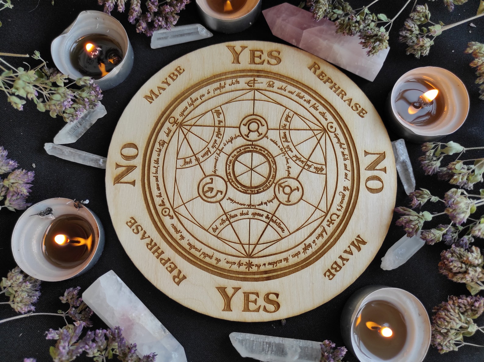 Wooden Pendulum Board with Alchemy circle and triangle magic | Etsy