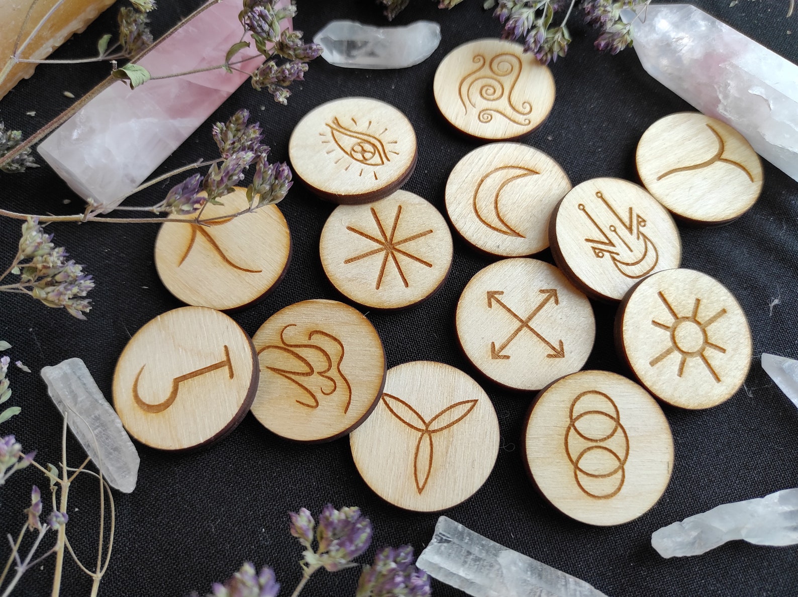 Witches Runes set Witchcraft runes from wooden handmade | Etsy