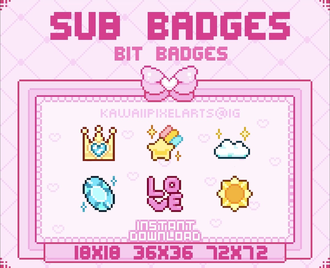 PIXEL Sub Badges / Ready to Use / INSTANT DOWNLOAD / Bit Badges / Sub ...
