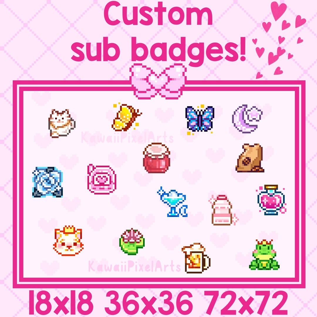 Made to Order Pixel SUB BADGES for Twitch Youtube Discord Etc. 18x18 ...