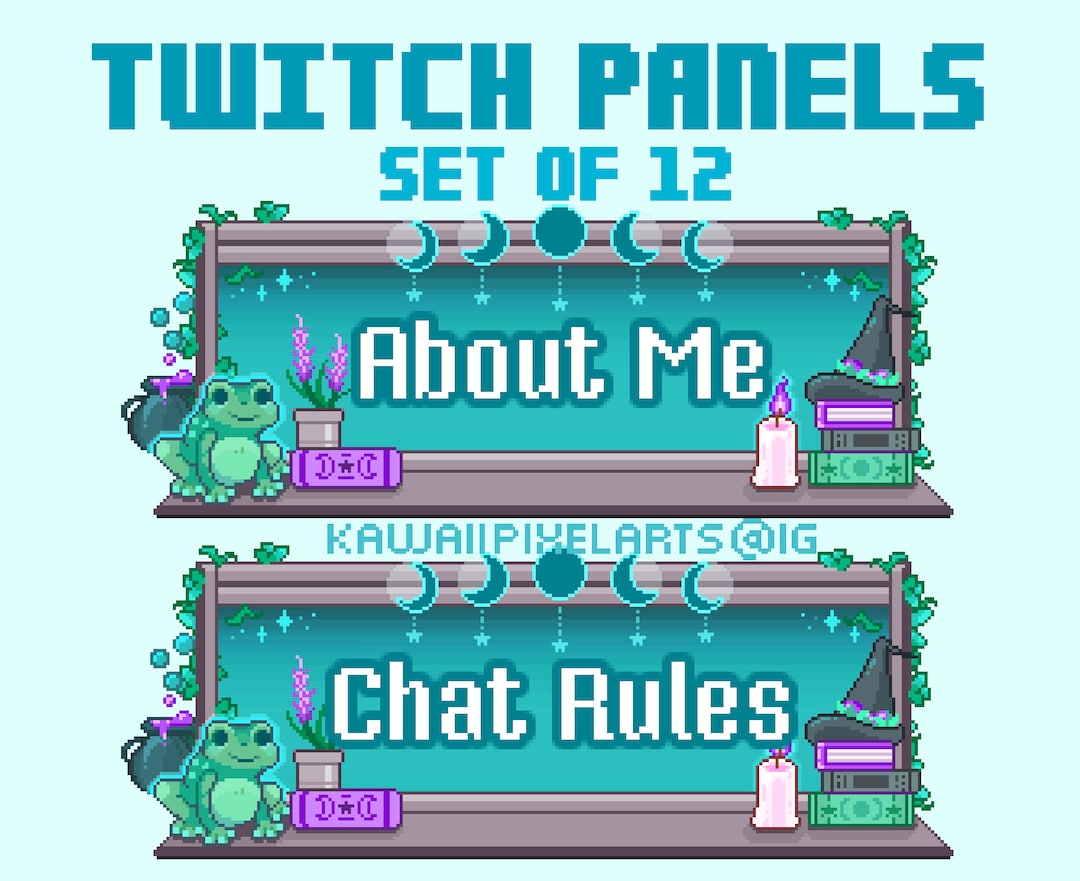 PIXEL Twitch Panels / Set of 12 / Ready to Use / INSTANT DOWNLOAD ...