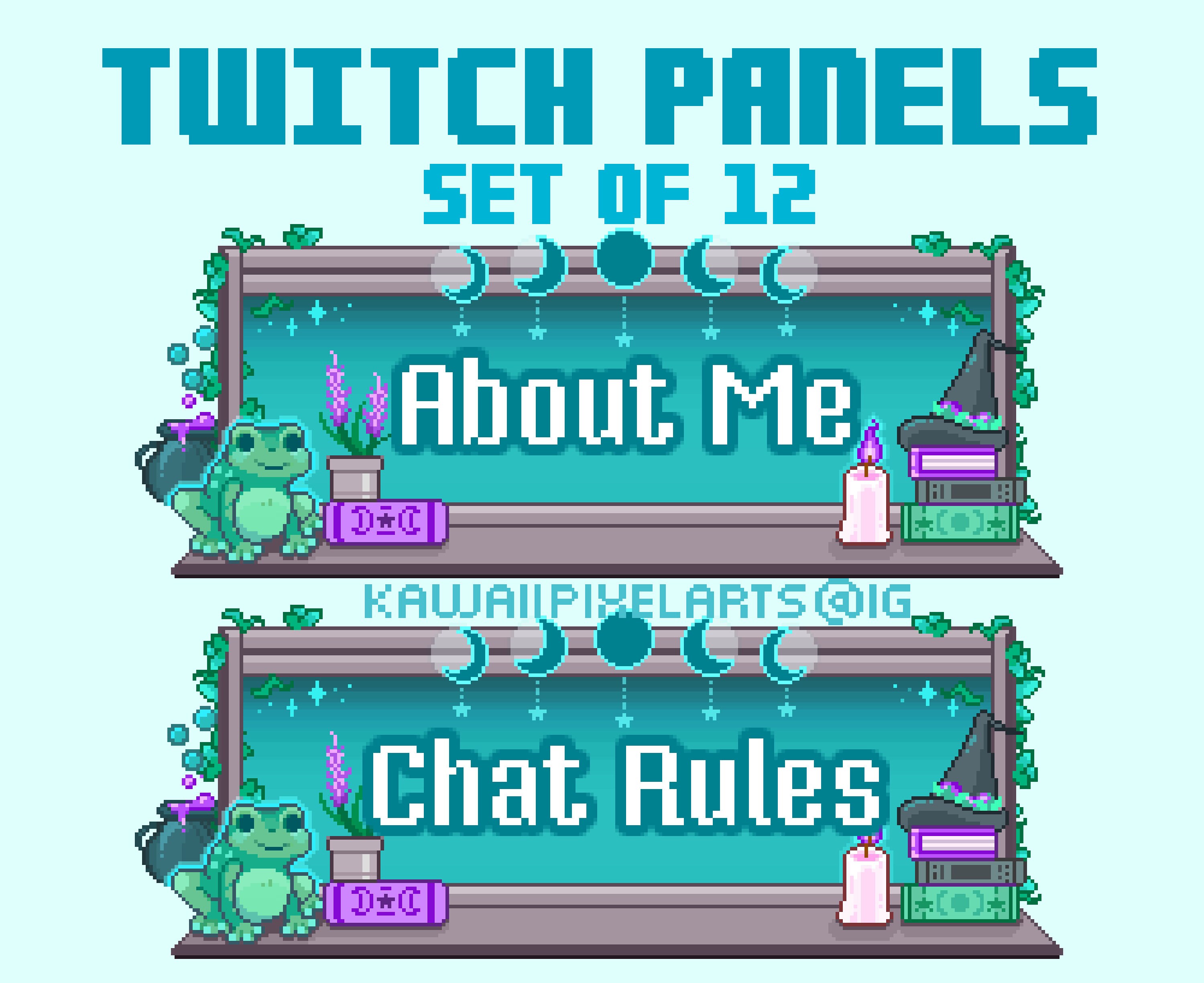 PIXEL Twitch Panels / Set of 12 / Ready to Use / INSTANT DOWNLOAD ...