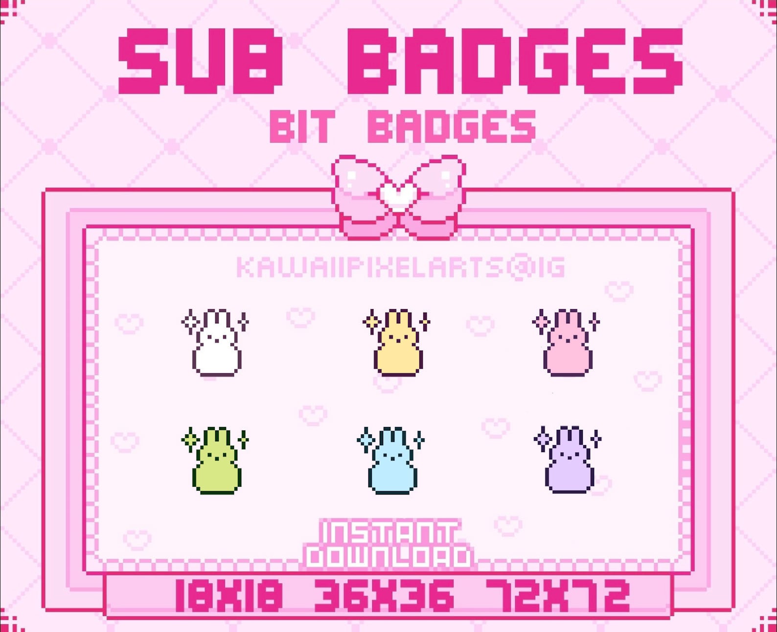 Pastel Bunny Sub Badges: Pixel Art Peep Inspired Cute Twitch Emotes ...