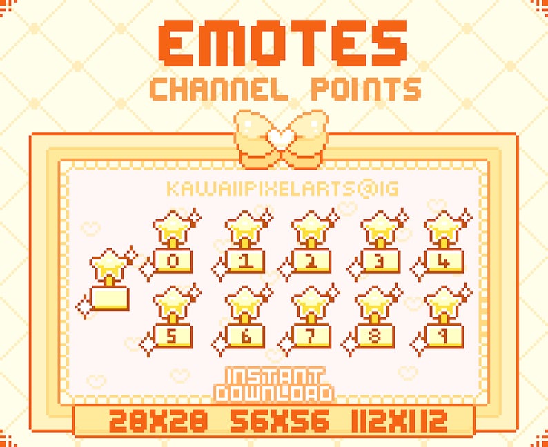 Pixel Star Numbers Twitch Emotes / Channel Points / Ready to Use ...