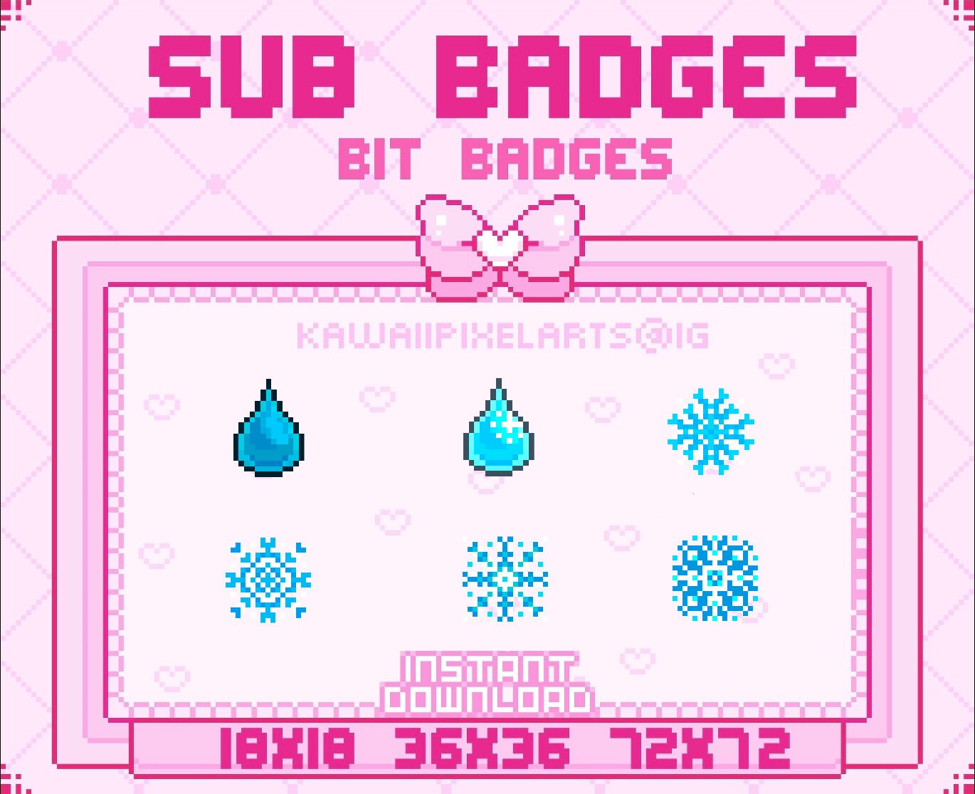 Snowflake Sub Badges Pixel /ready to Use / INSTANT DOWNLOAD / Bit ...
