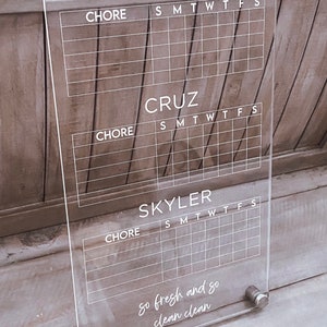 Personalized Acrylic Chore Chart Dry Erase Board - Etsy