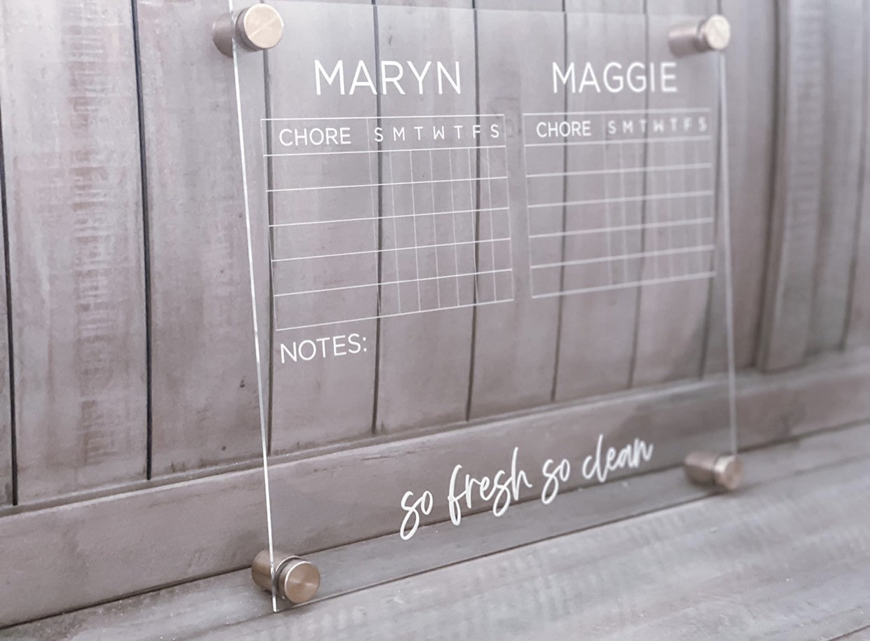 Personalized Acrylic Chore Chart Dry Erase Board - Etsy