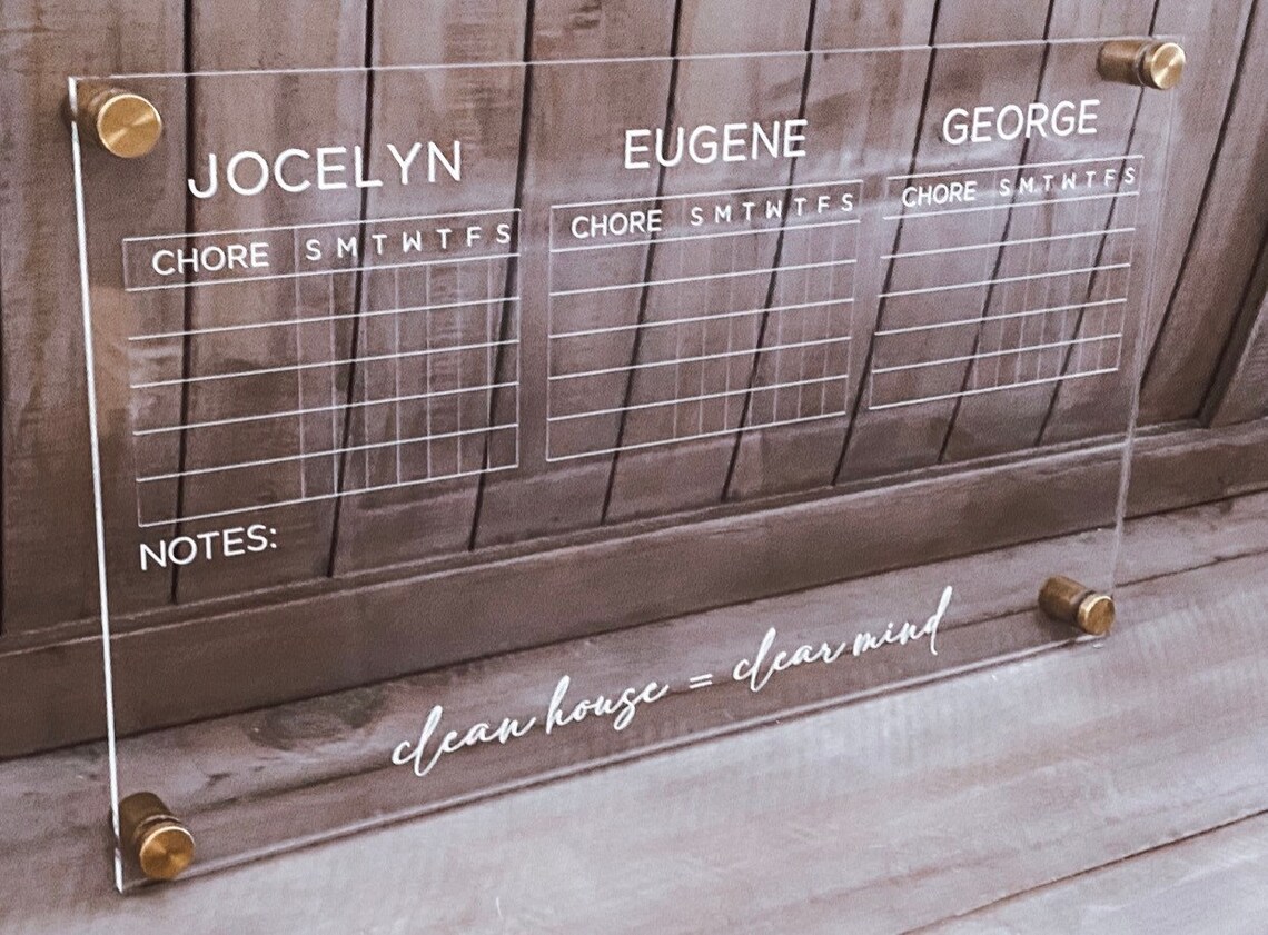 Personalized Acrylic Chore Chart Dry Erase Board - Etsy