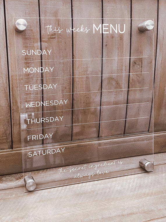 Menu Board Dry Erase Acrylic customize With Your Favorite | Etsy