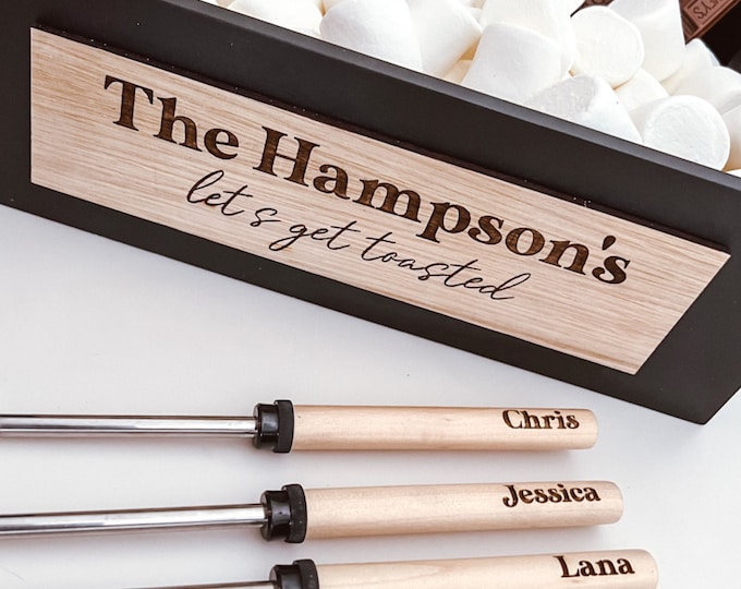 Personalized Smores Caddy Carry Box With Skewers, Smores Station ...