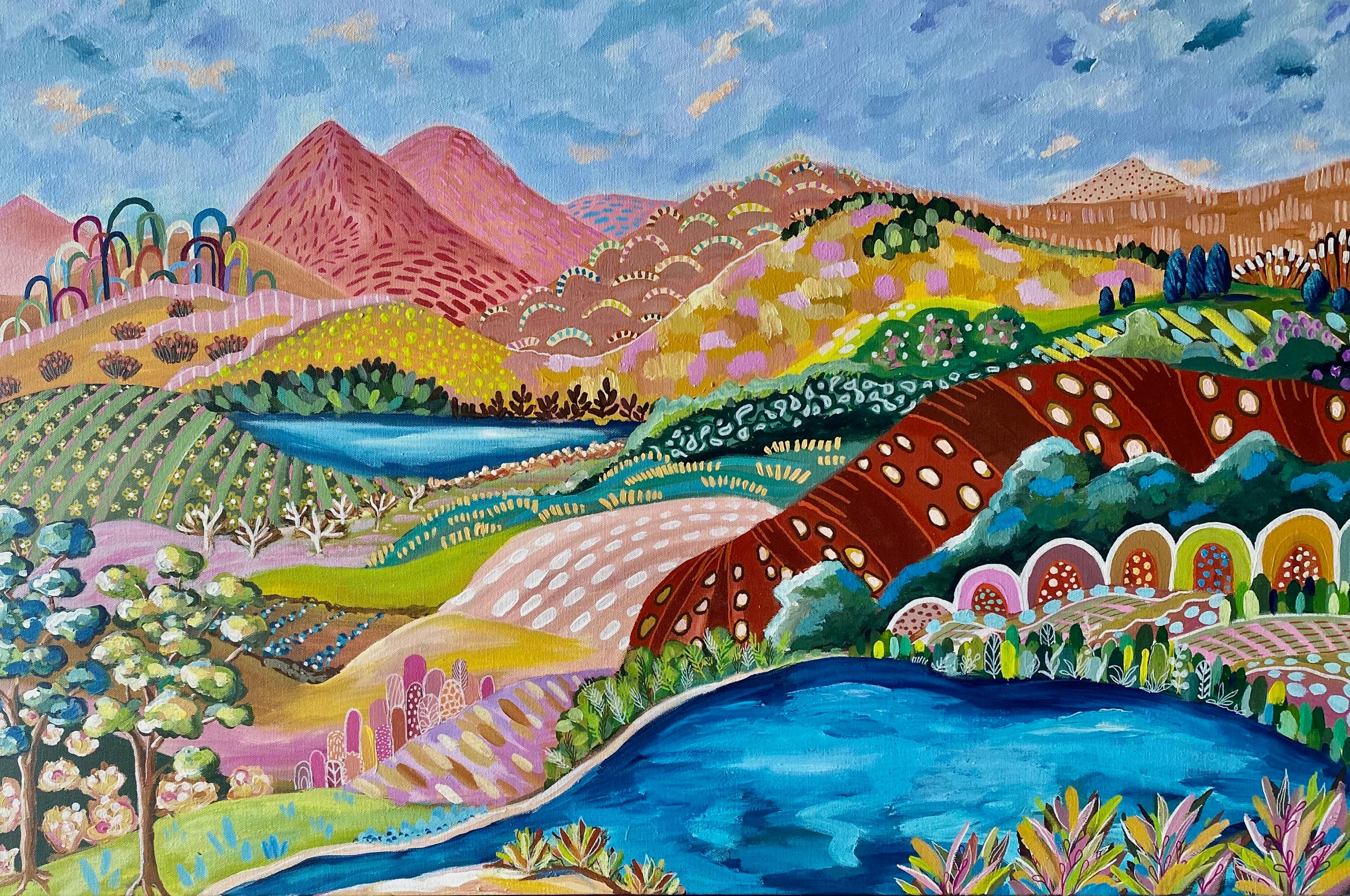 Blue Lake - Abstract Landscape Art Print - Etsy