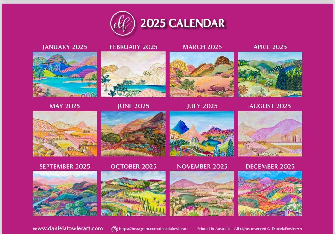 2025 Art Calendar A4 Landscape Art Print Wall Calendar - Etsy