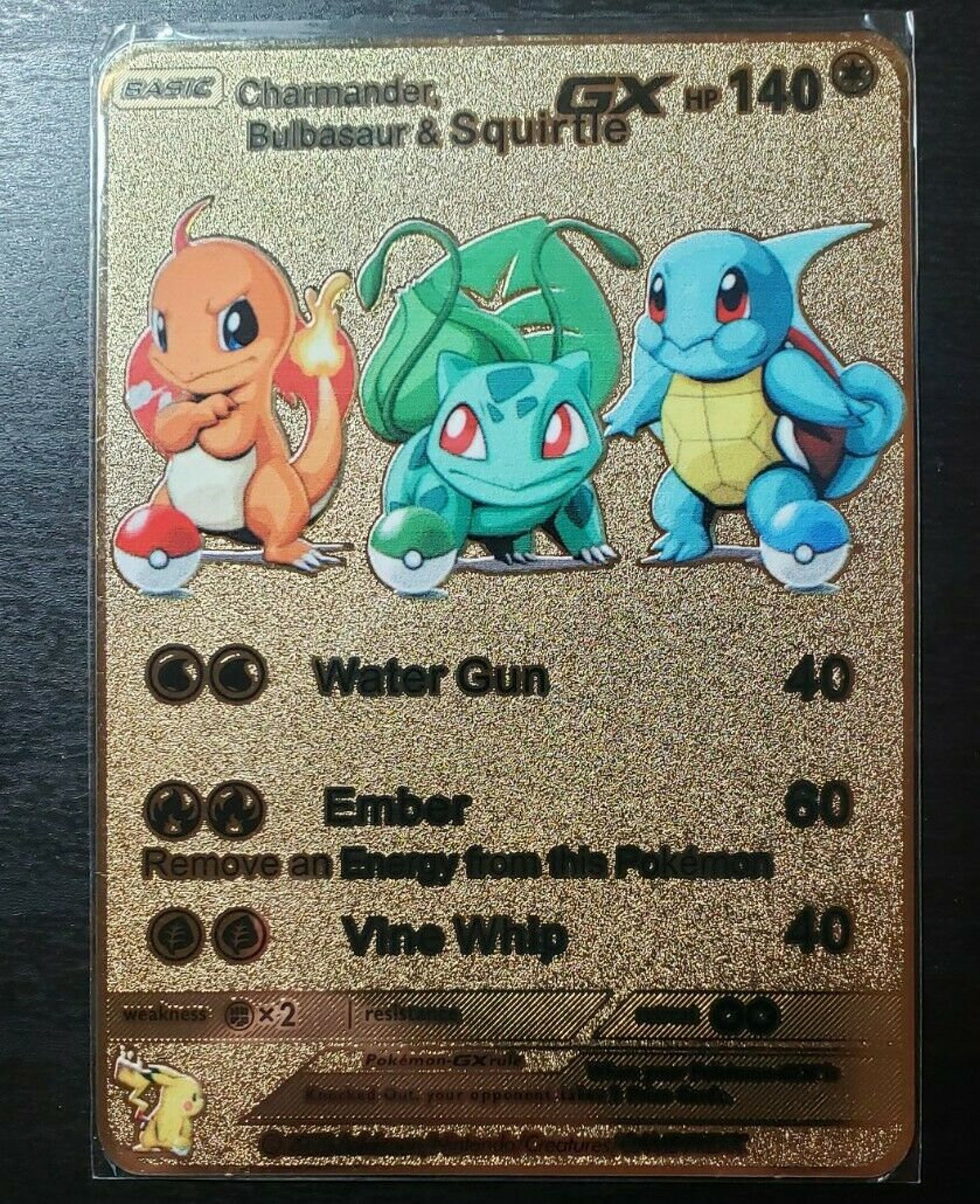 Squirtle Charmander Bulbasaur GX Gold Metal Pokemon Card Base - Etsy
