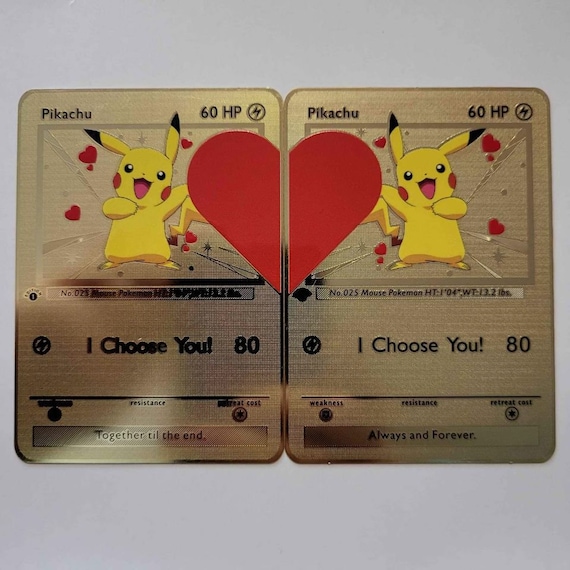 Pikachu Card I Choose You Custom Made Pokemon Couples Set | Etsy