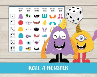 Printable Roll a Monster Game Instant Download - Etsy