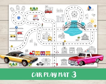 Car Printable Play Mat #3: Parking Lot Mat. for Micro Toy Cars. - Etsy