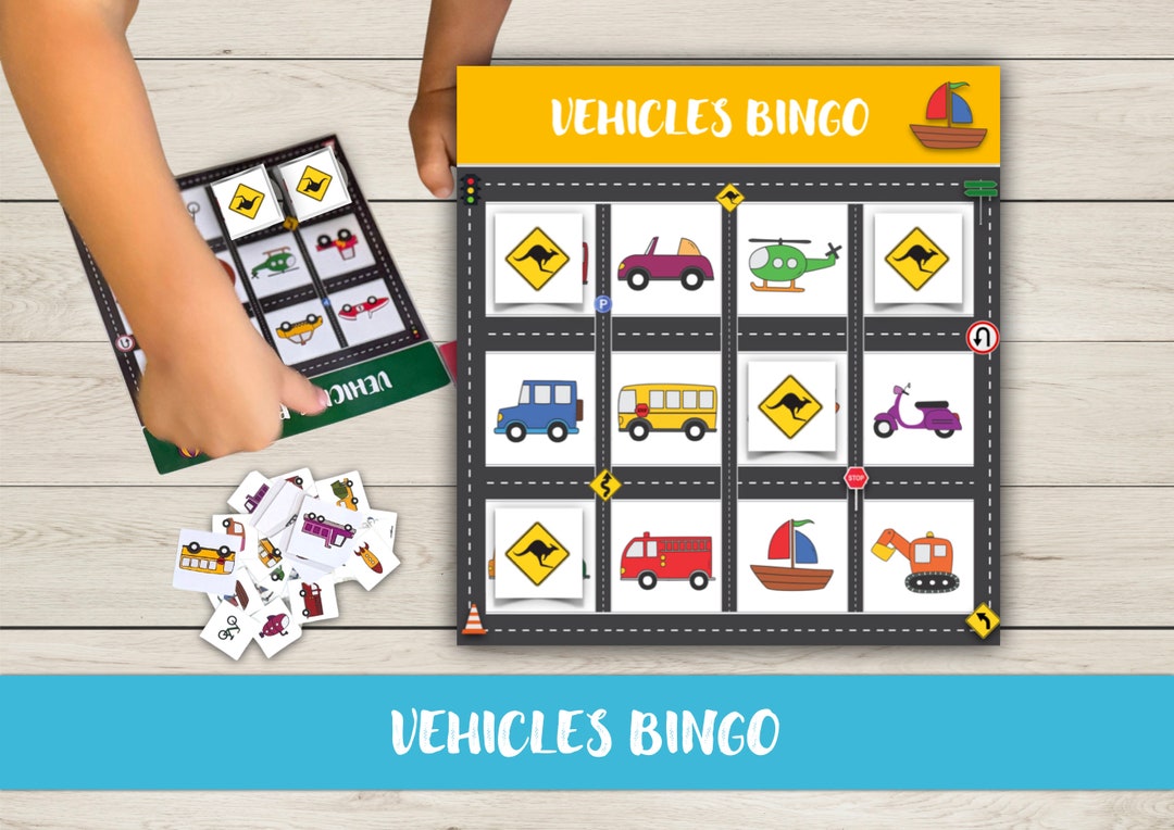 Vehicles Bingo Game: Transportation Learning Activity (digital Download ...