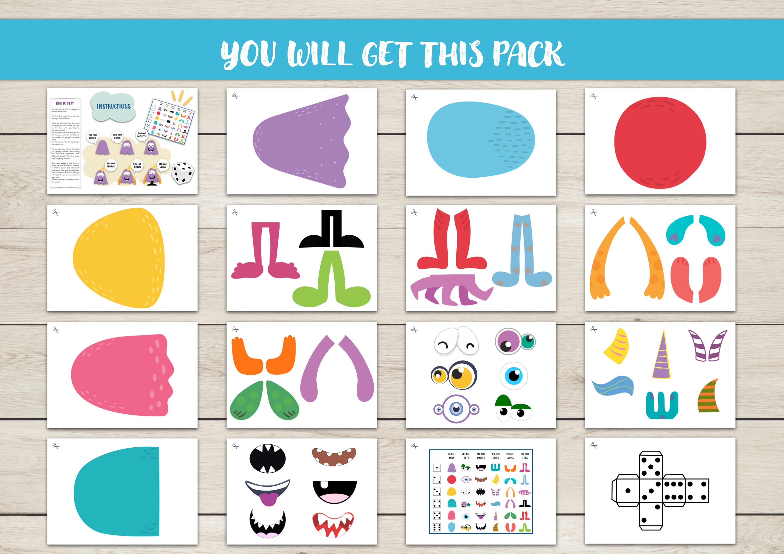 Roll a Monster Game: Printable Dice Activity (digital Download) - Etsy