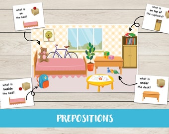 16 Prepositions Digital Printable Flashcards, Prepositions Montessori ...