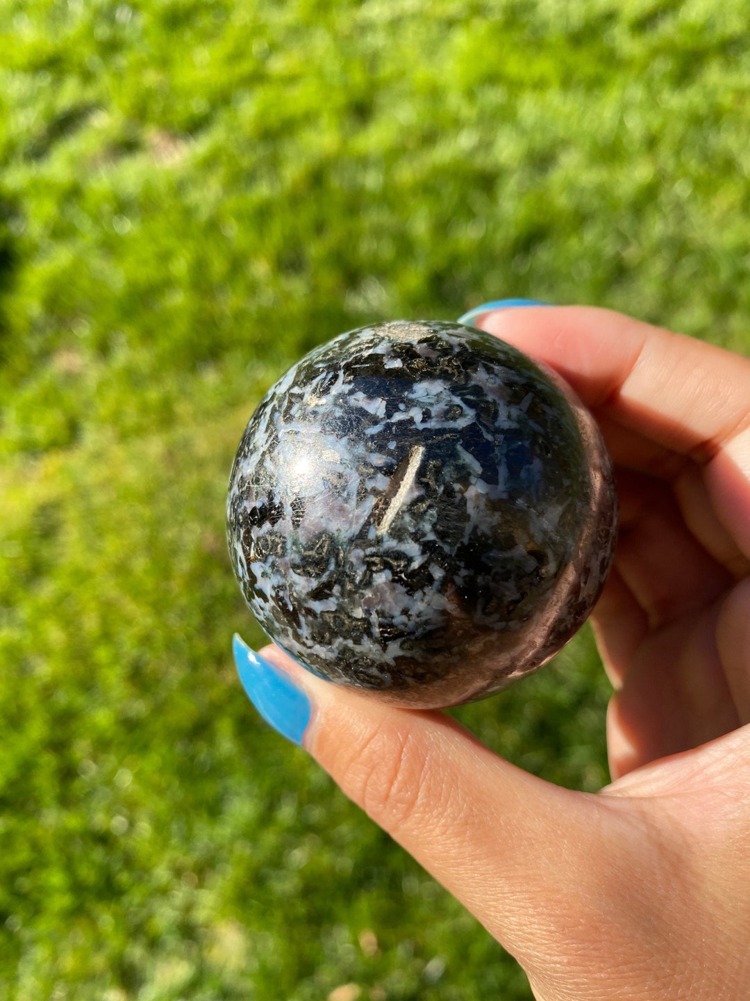 50mm Indigo Gabbro Sphere Crystal (stand Included) | Crystal Ball ...