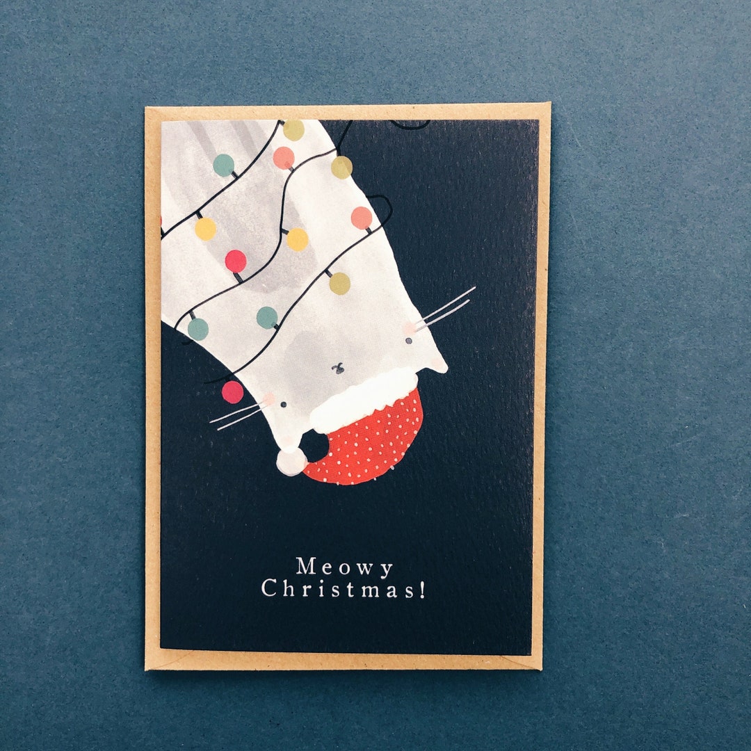 Cute Cat Christmas Card Pack Funny Cat Christmas Cards - Etsy
