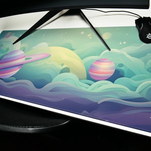 Spiral Space Desk Pad and Mouse Pad, Desk Mat, Solar System Nebula ...