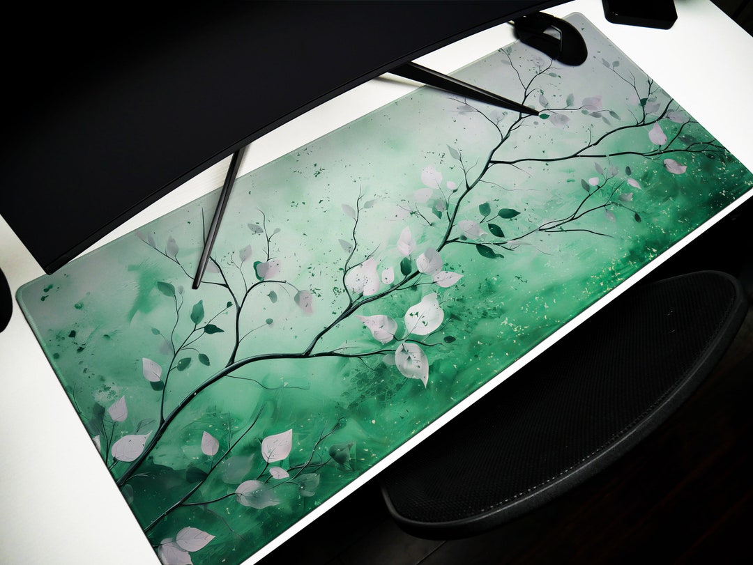 Emerald Green Desk Pad: Whimsical Nature Design, Serenity Series - Etsy