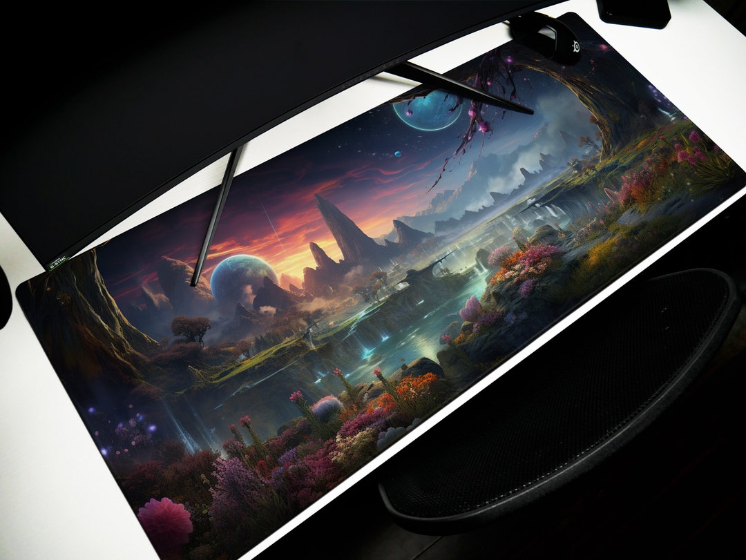 Elven Oasis Desk Pad, Mouse Pad, Desk Mat, Lush Forest Landscape With ...