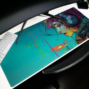 Cyberpunk Gaze Neon Lights Mouse Pad and Desk Mat the Perfect Gift for ...