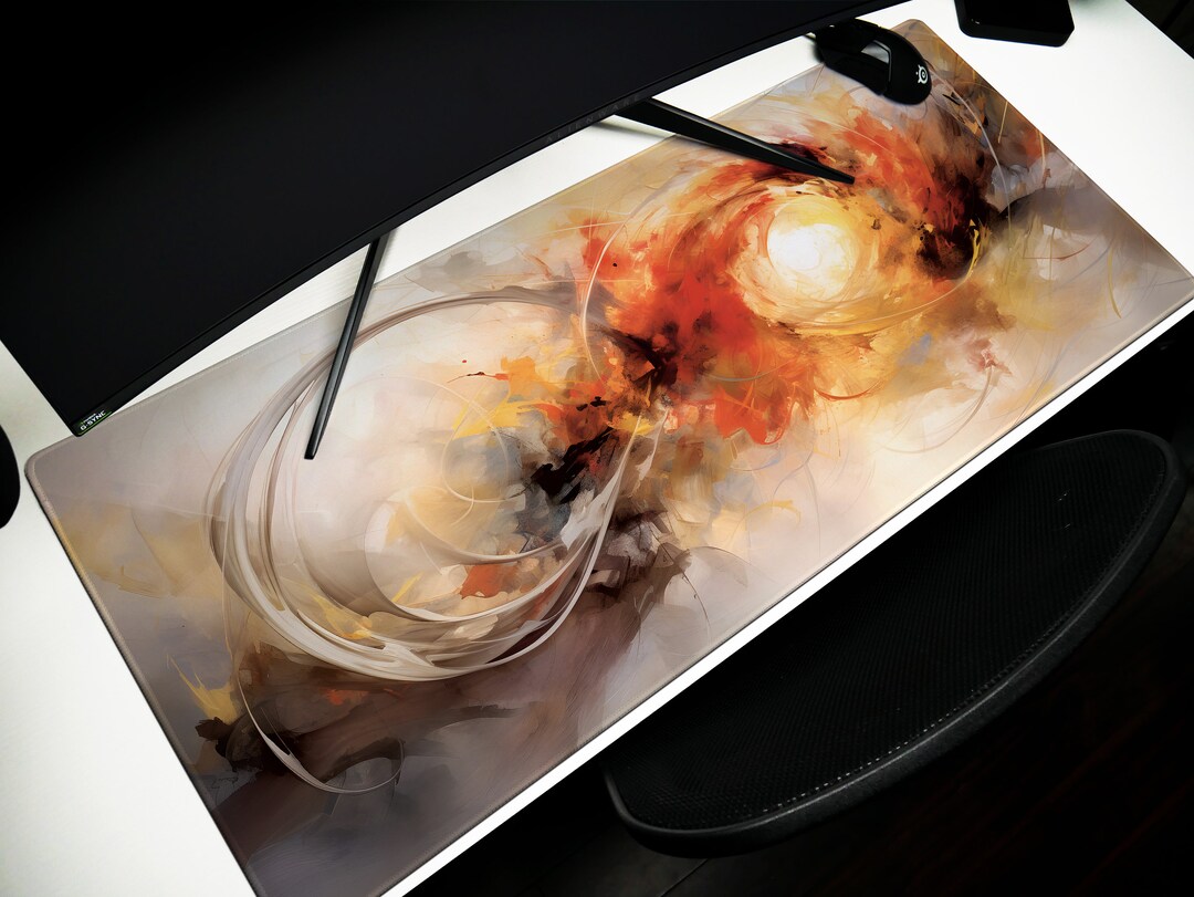 Spiral Ink Desk Pad, Mouse Pad, Desk Mat, Multi-colored Modern Slashed ...