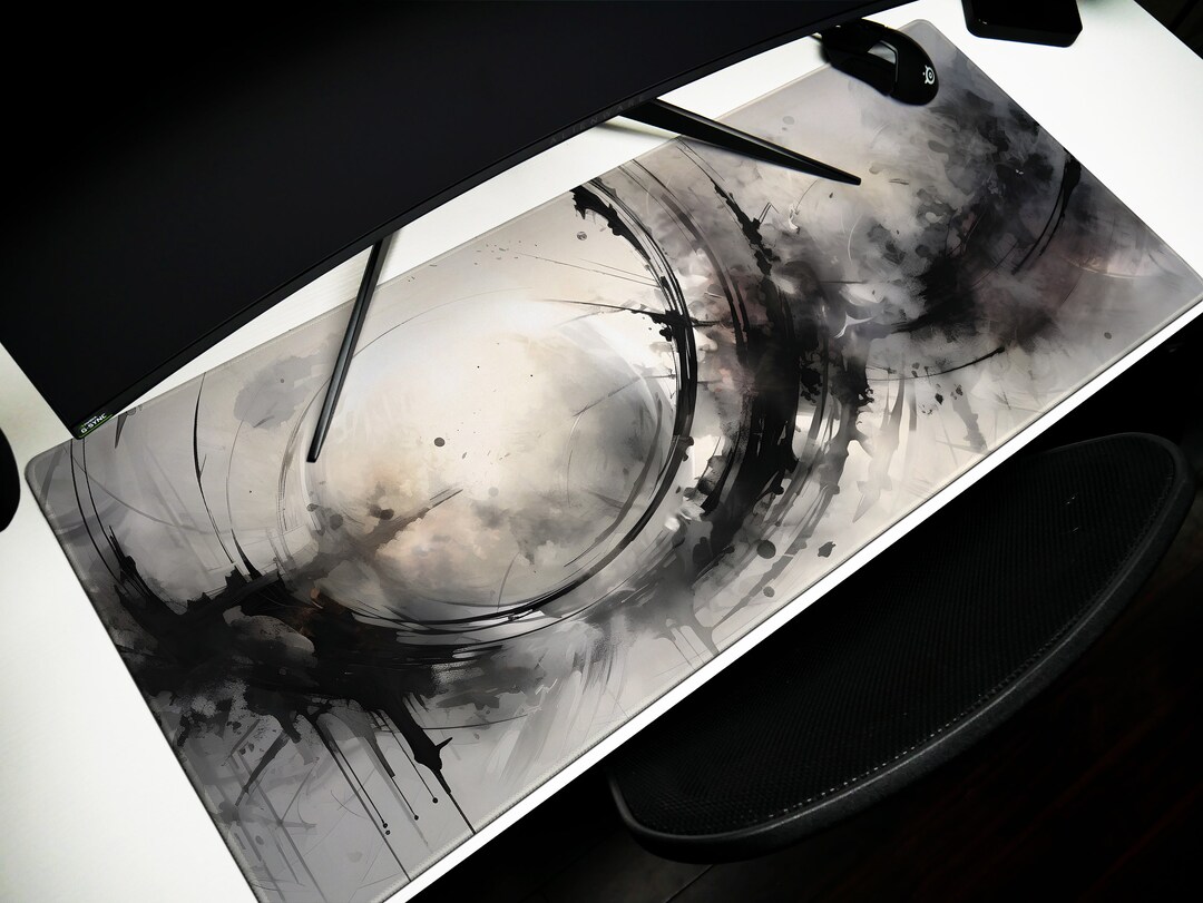 Spiral Ink Desk Pad, Mouse Pad, Desk Mat, Multi-colored Modern Slashed ...