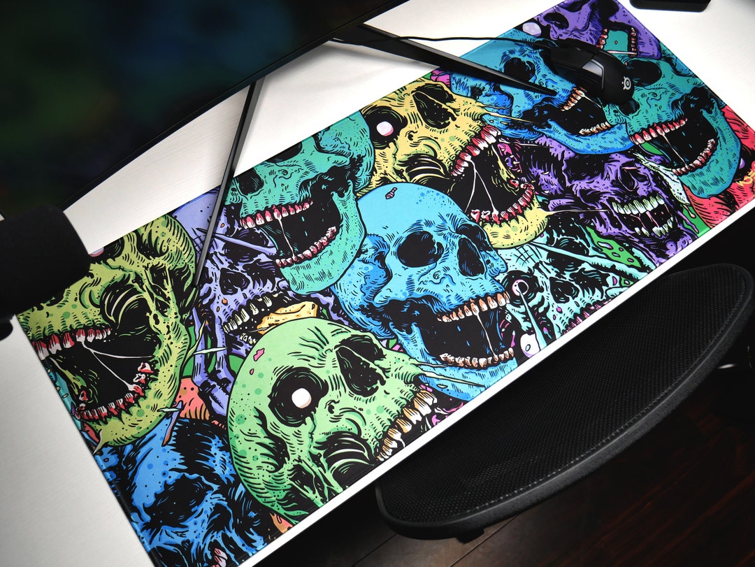 Colorful Skulls Mouse Pad: Gamer Desk Mat, Horror Office Decor - Etsy