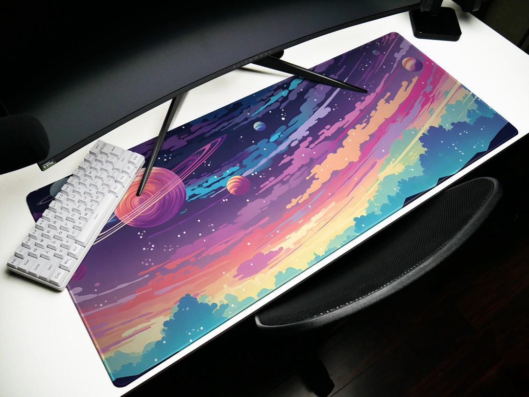 Spiral Space Desk Pad and Mouse Pad, Desk Mat, Solar System Nebula ...