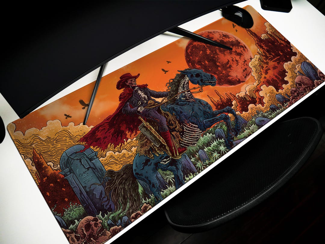 Deadlands Eclipse, Desk Pad, Mouse Pad, Desk Mat, Undead Cowboy Rider ...