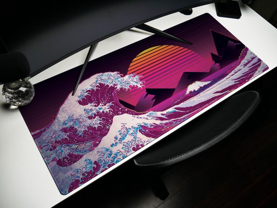 Retro Wave the Great Wave Desk Mat Mouse Pad Large Desk - Etsy