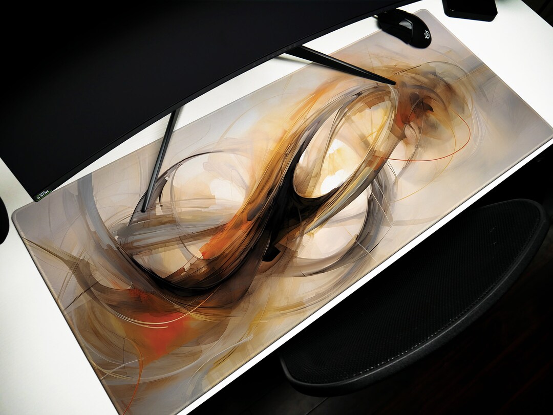 Spiral Ink Desk Pad, Mouse Pad, Desk Mat, Multi-colored Modern Slashed ...