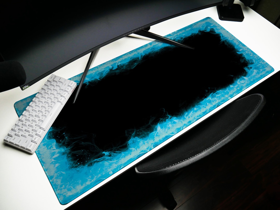 Blue Edge Fire Mouse Pad and Desk Mat High Quality Pad Inferno Gamer ...