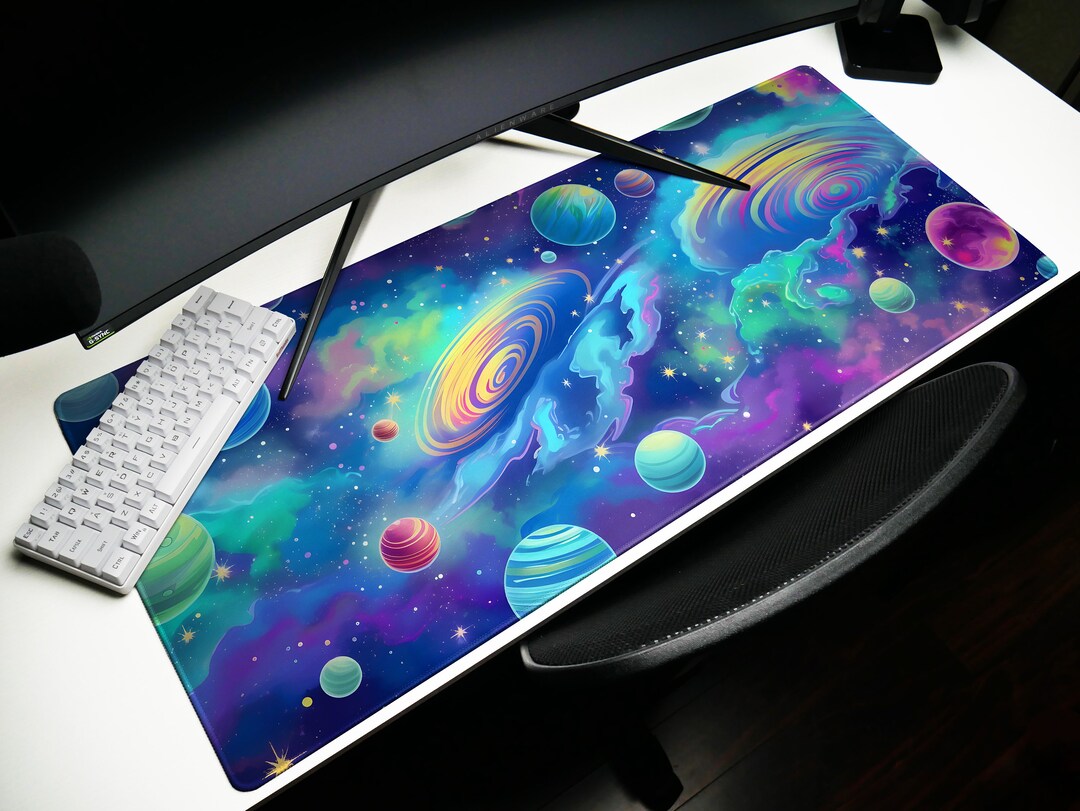Spiral Space Desk Pad and Mouse Pad, Desk Mat, Solar System Nebula ...