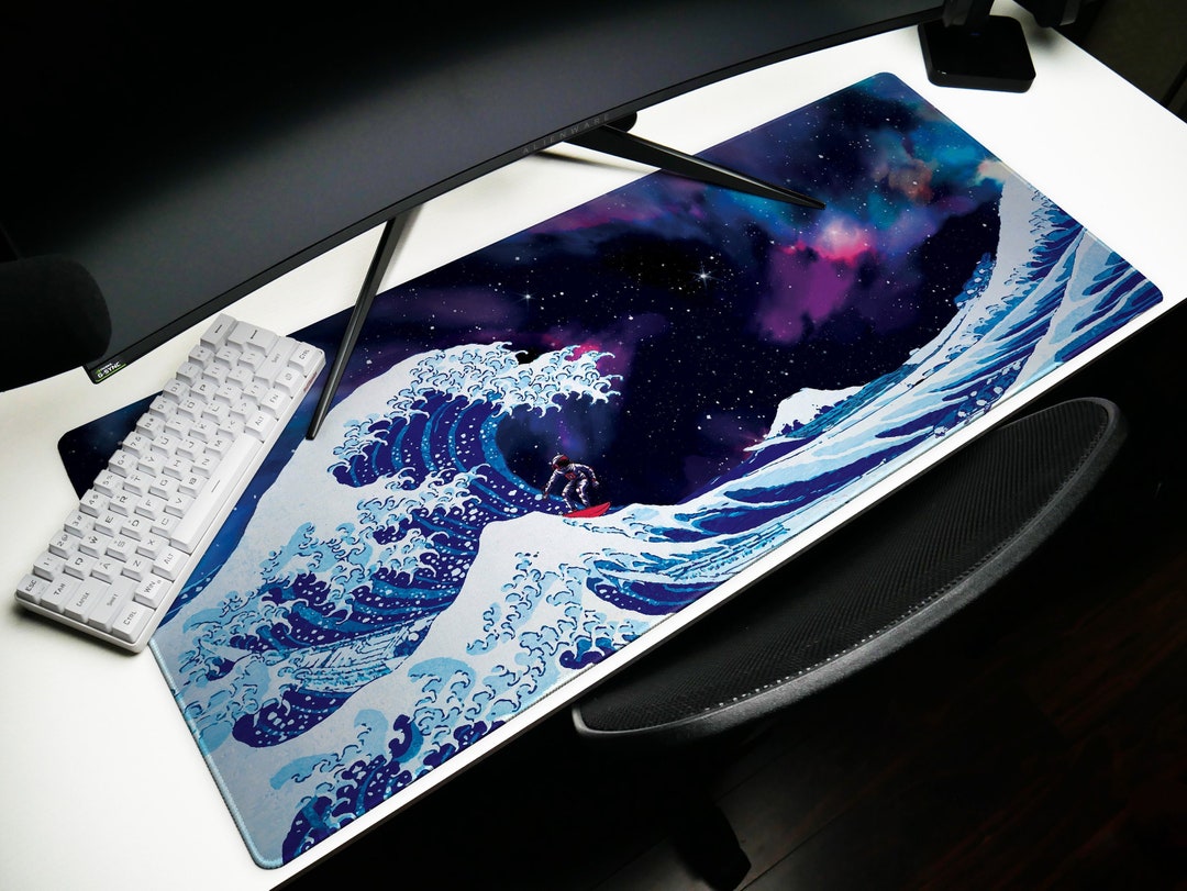 Space Tsunami the Great Wave Desk Mat, Mouse Pad, Large, Desk Pad ...