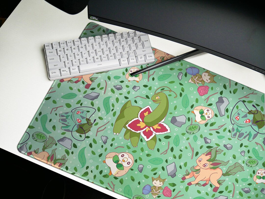 Grass Type Desk Mat, Mouse Pad, Pokemon Large, Desk Pad, Colorful ...