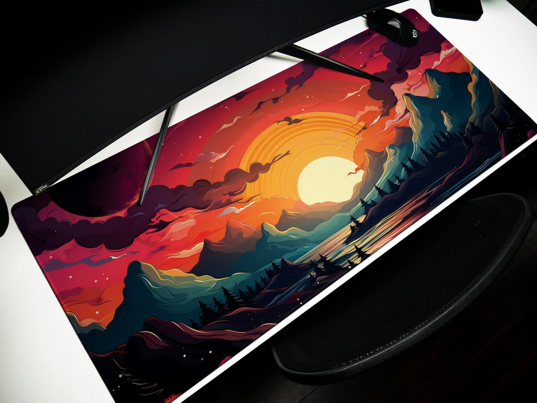 Interstellar Tranquility Mouse Pad and Desk Mat, Desk Pad Colorfully ...