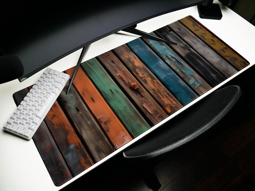 Rustic Boards, Mouse Pad, Desk Mat, Desk Pad: Top-down View, Colorful ...