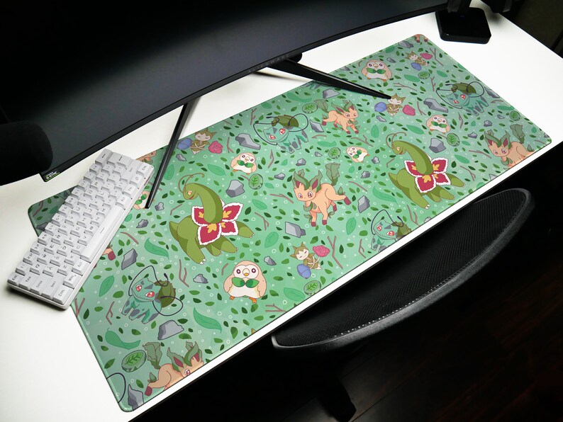 Grass Type Desk Mat Mouse Pad Pokemon Large Desk Pad - Etsy