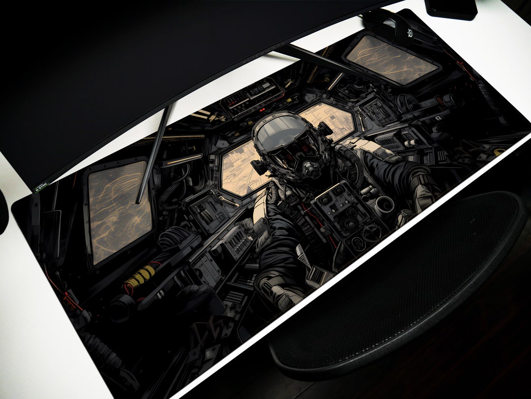 Cyberpunk Mecha Pilot Desk Pad: 4K Stipple Art Mouse Pad - Etsy