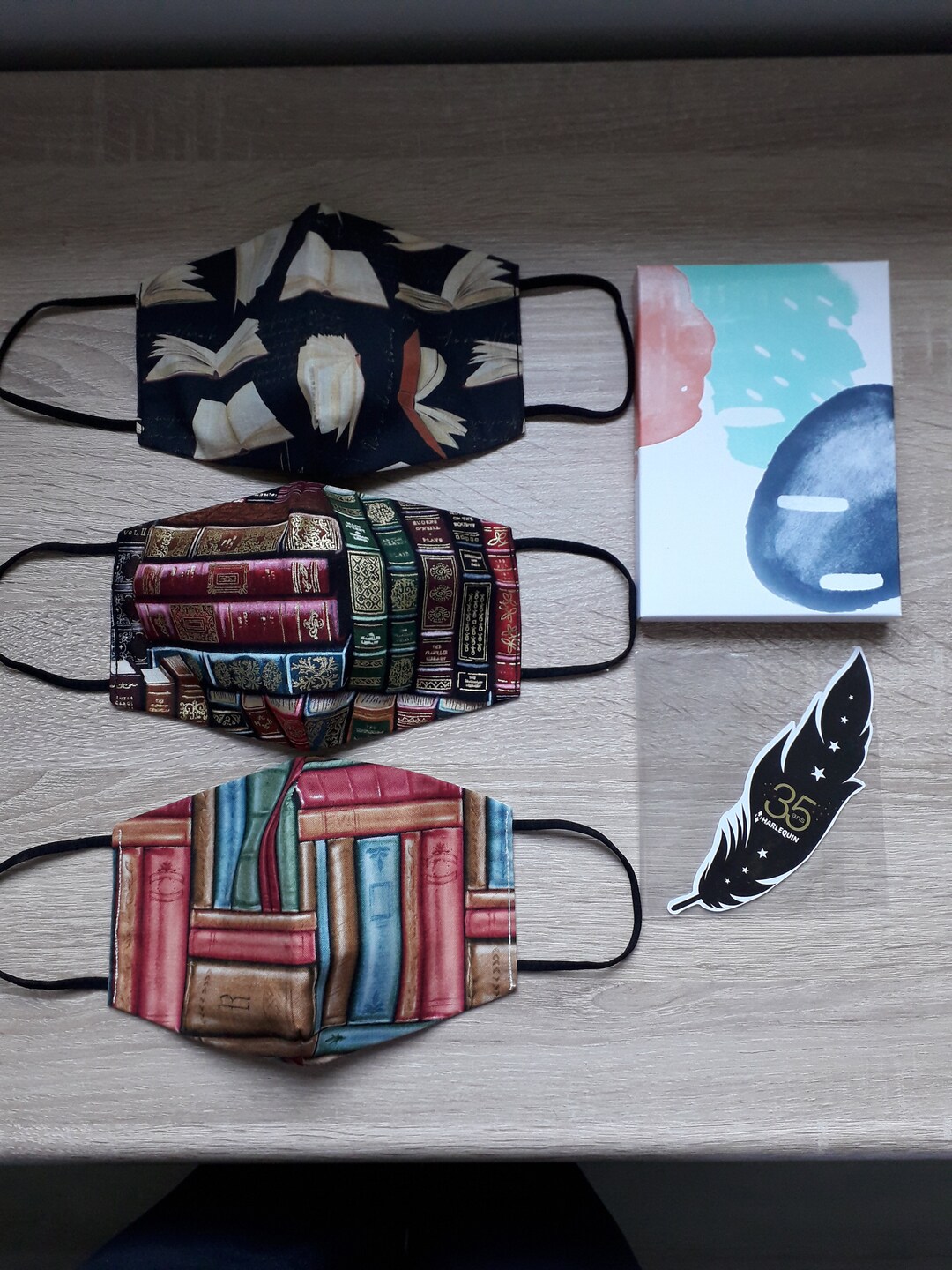 Book-themed Gift Box: 3 Handmade Zero Waste Washable Fabric Masks Gift ...